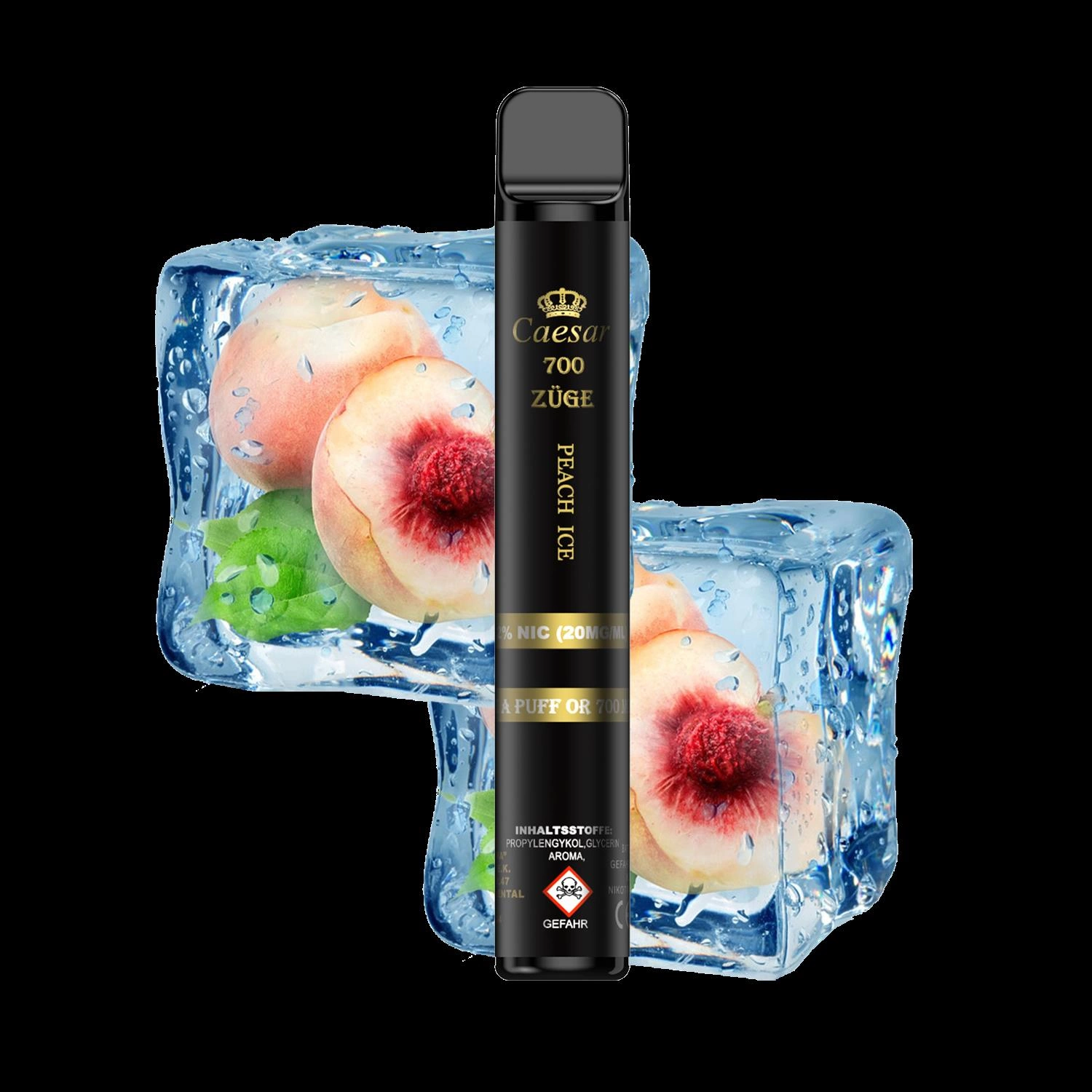 Caesar Vape - Einweg E-Shisha ca. 700 Züge - Peach Ice - Nikotinfrei , 7,90